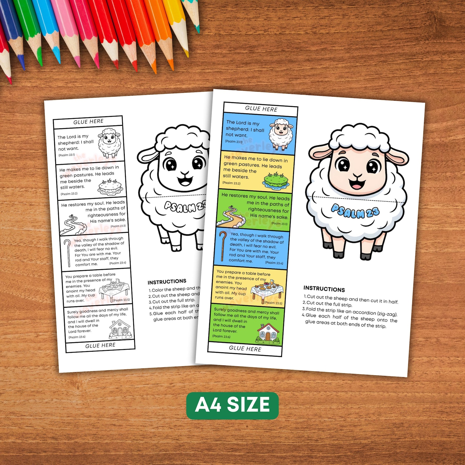 Psalm 23 Bible Folding Surprise Craft, Printable Christian Sheep ...