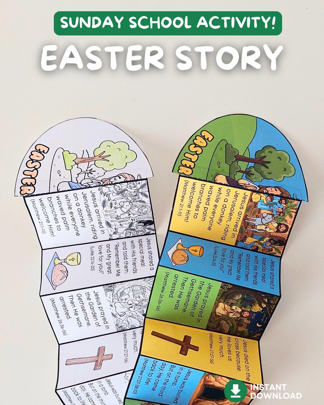 Easter Story Craft for Church Kids Printable, Christian Folding Craft ...