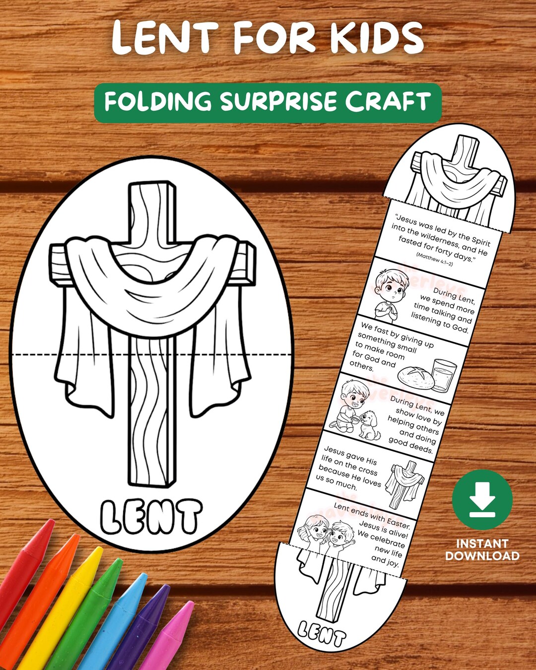 Lent Bible Verse Folding Surprise Craft, Printable Activity for Kids ...