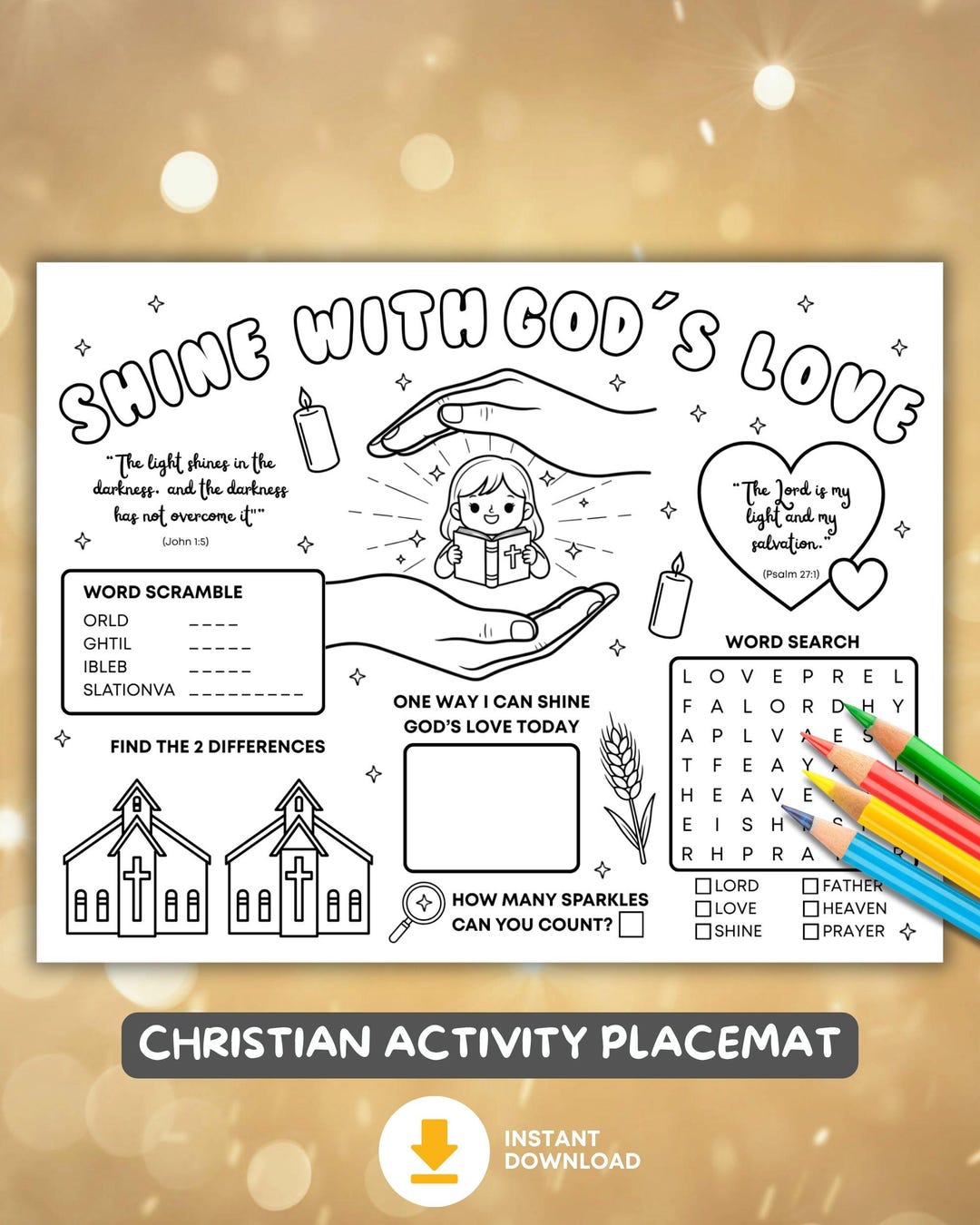 Christian Kids Printable Activity Sheet | Faith-based Coloring & Games ...