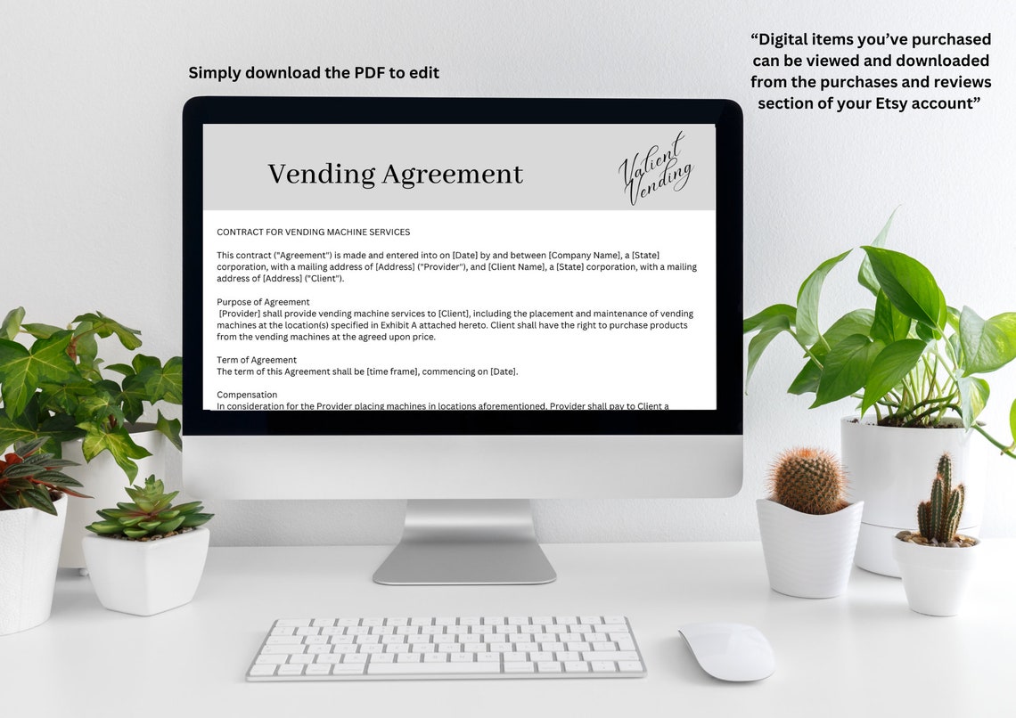 Vending Machine Agreement Template, Customizable, Editable, Contract - Etsy