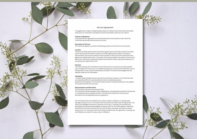Nail Technician Bundle, Client Contract Forms, Customizable Document - Etsy