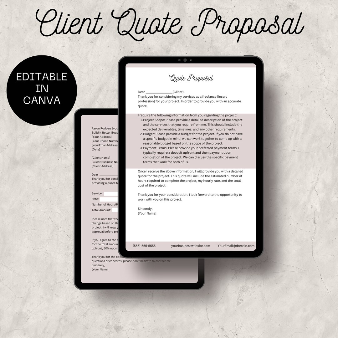 Freelance Quote Invoice Template, Professional Business Services ...