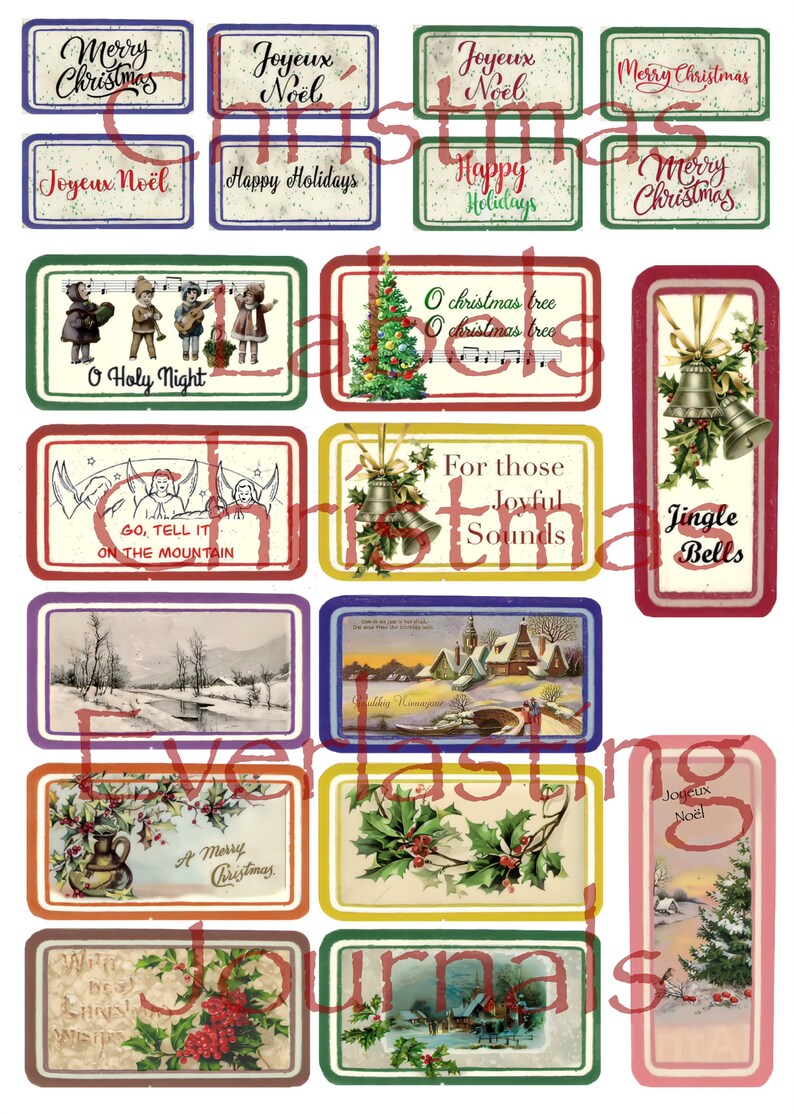 Set 36 Christmas Labels, Etiketten, Kerst, Paper Collection, Ephemera ...