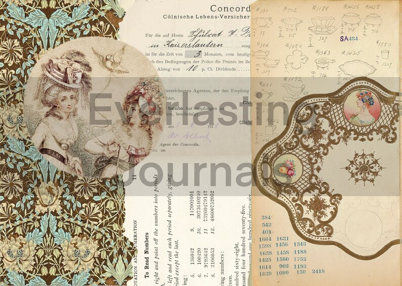 Set 20 - Vintage Paper Collection, Printables, Digitals, Junk Journal ...