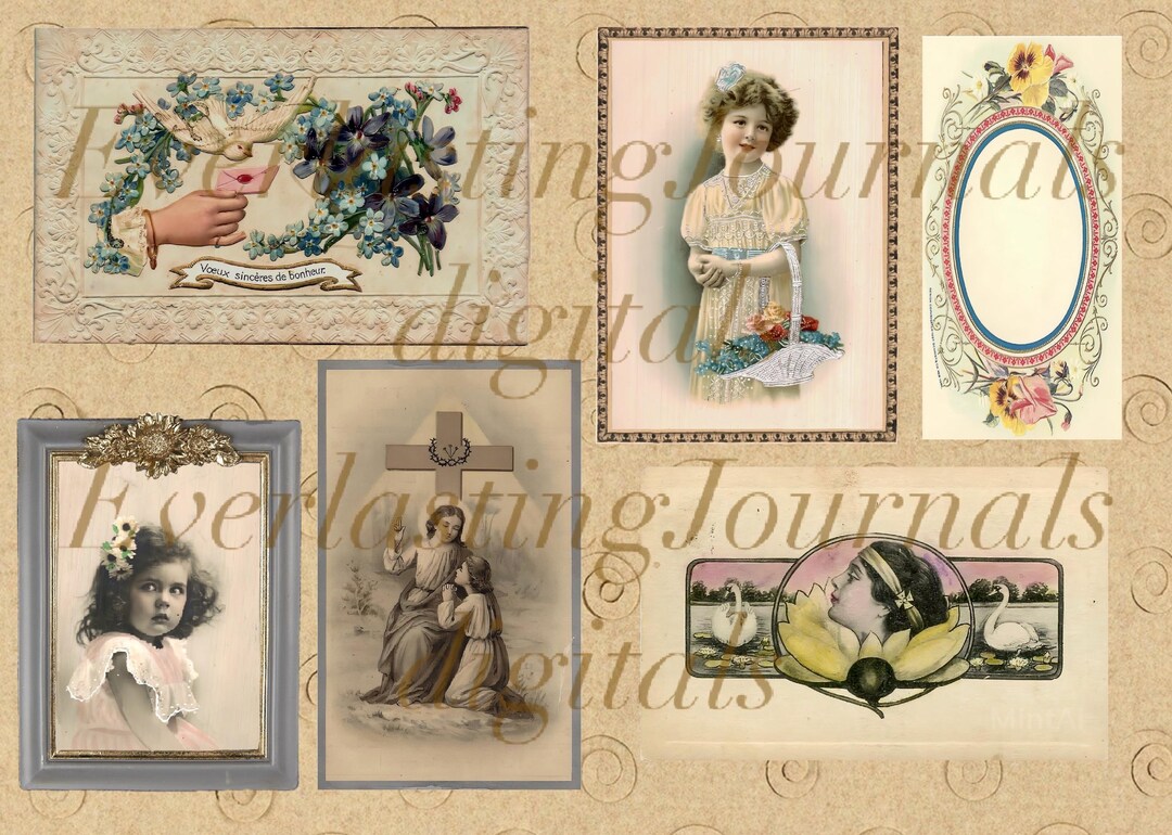 Set 43 - 8 A4 Printables With Various Ephemera, Digital, Download, Junk ...