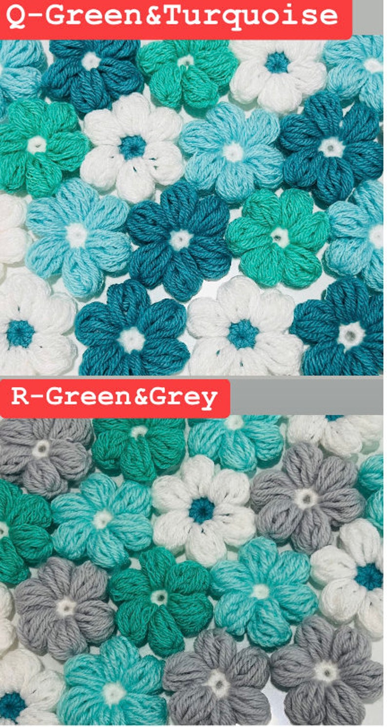 Puff Flowers Crochet Floor Mat, Flowers Crochet Sofa Cover, Floral ...