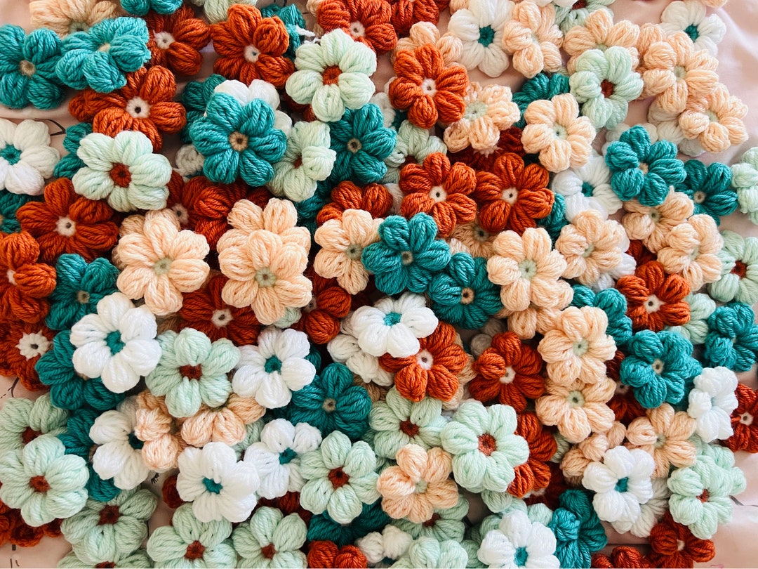 Puff Crochet Flowers for Craft, Pack of Flower DIY Material, DIY Flower ...