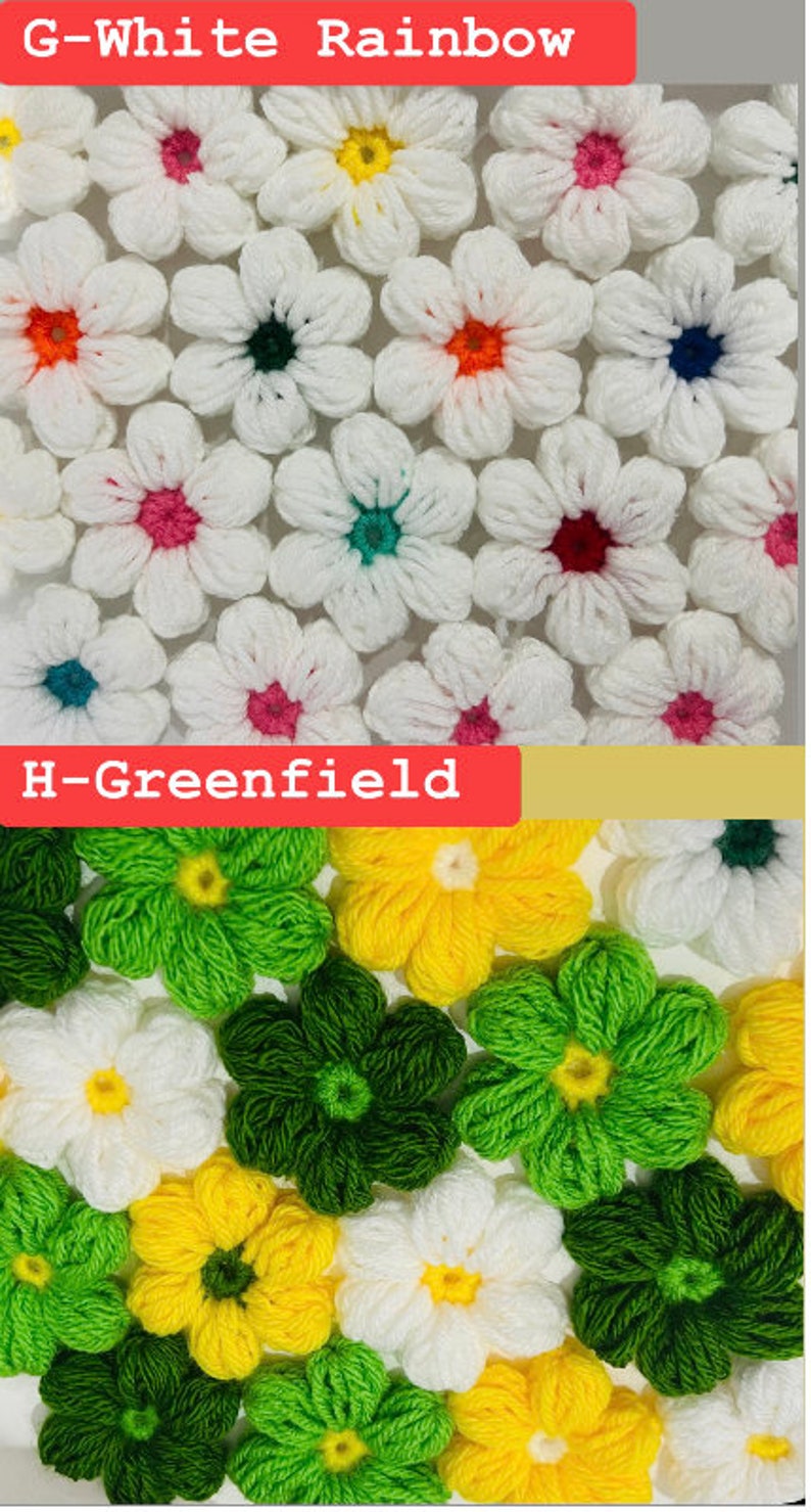 Puff Flowers Crochet Floor Mat, Flowers Crochet Sofa Cover, Floral ...