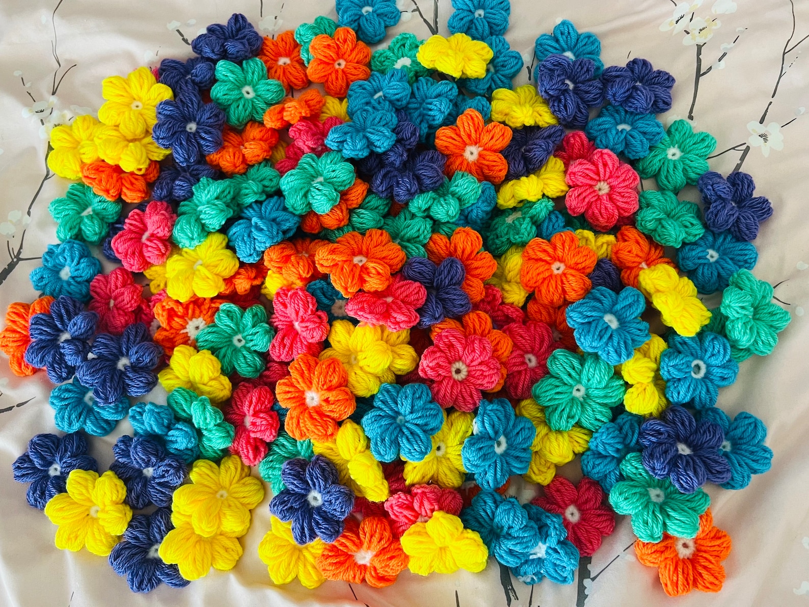 Puff Crochet Flowers for Craft, Pack of Flower DIY Material, DIY Flower ...