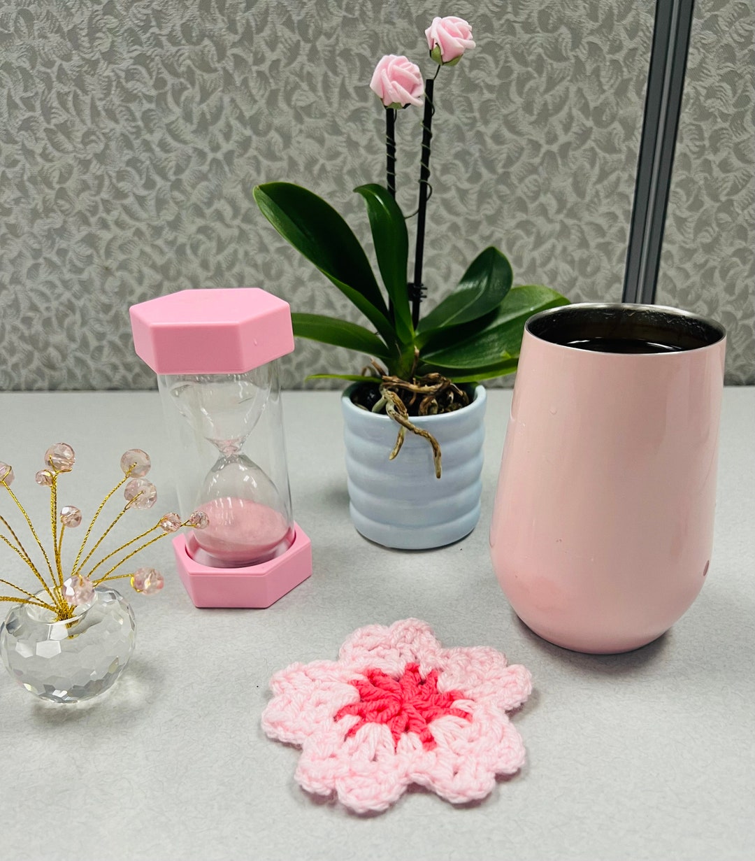 Cherry Blossom Coasters - Crochet Coaster Home Decor Coaster - Etsy