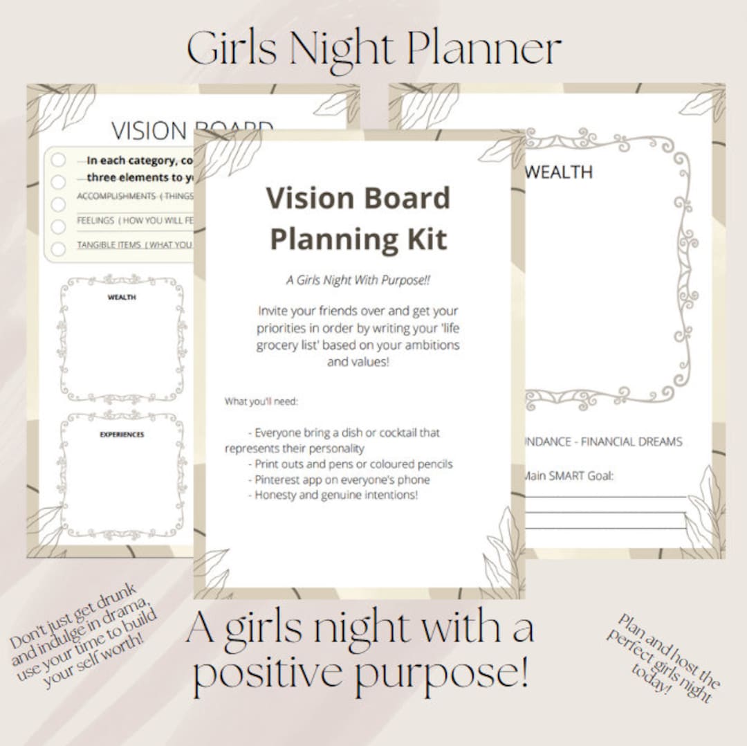 Girls Night Vision Board Planner - Etsy