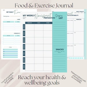 Food & Exercise Journal - Etsy