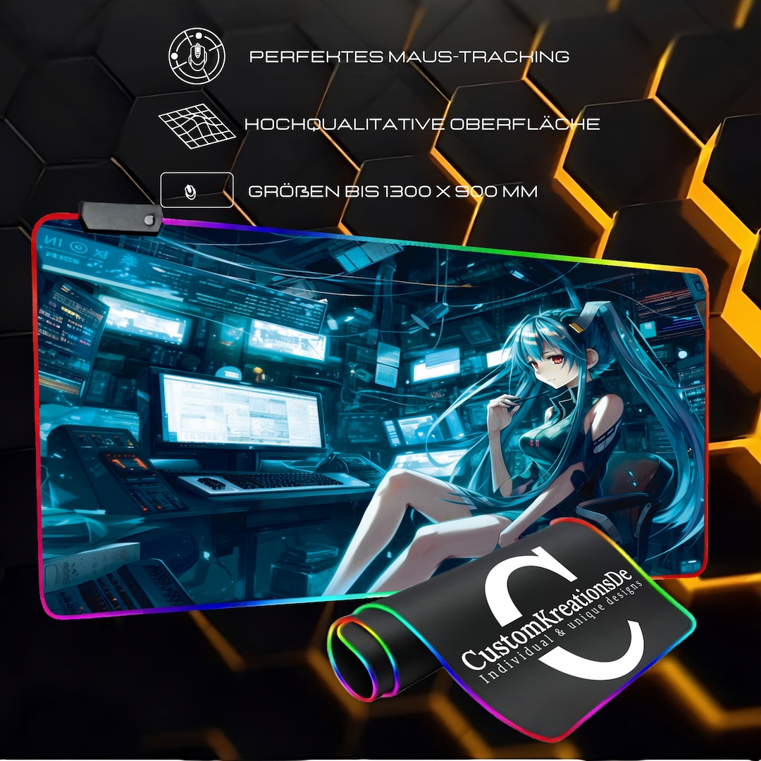 Big XXL Gaming Mouse Pad Anime Hatsune Miku, Personalized Fantasy Anime ...