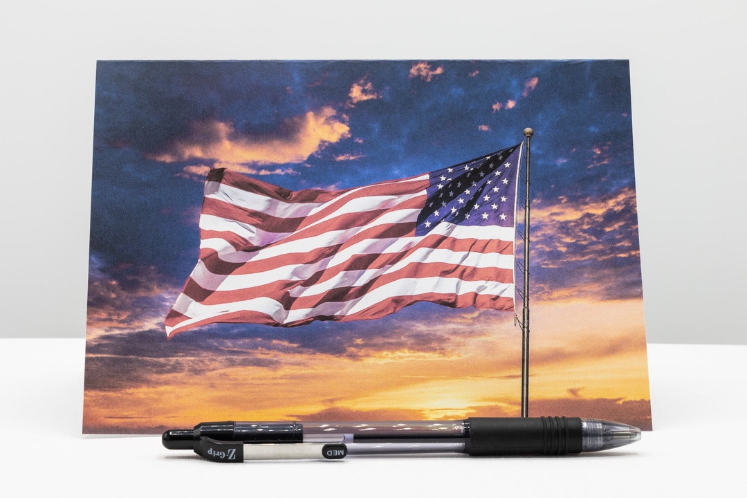 Printable American Flag at Sunrise Card - Etsy