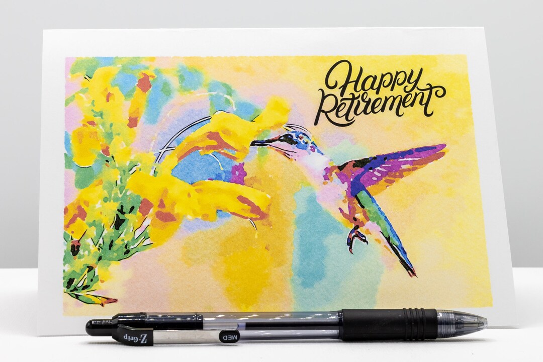 Printable Happy Retirement Hummingbird Card - Etsy