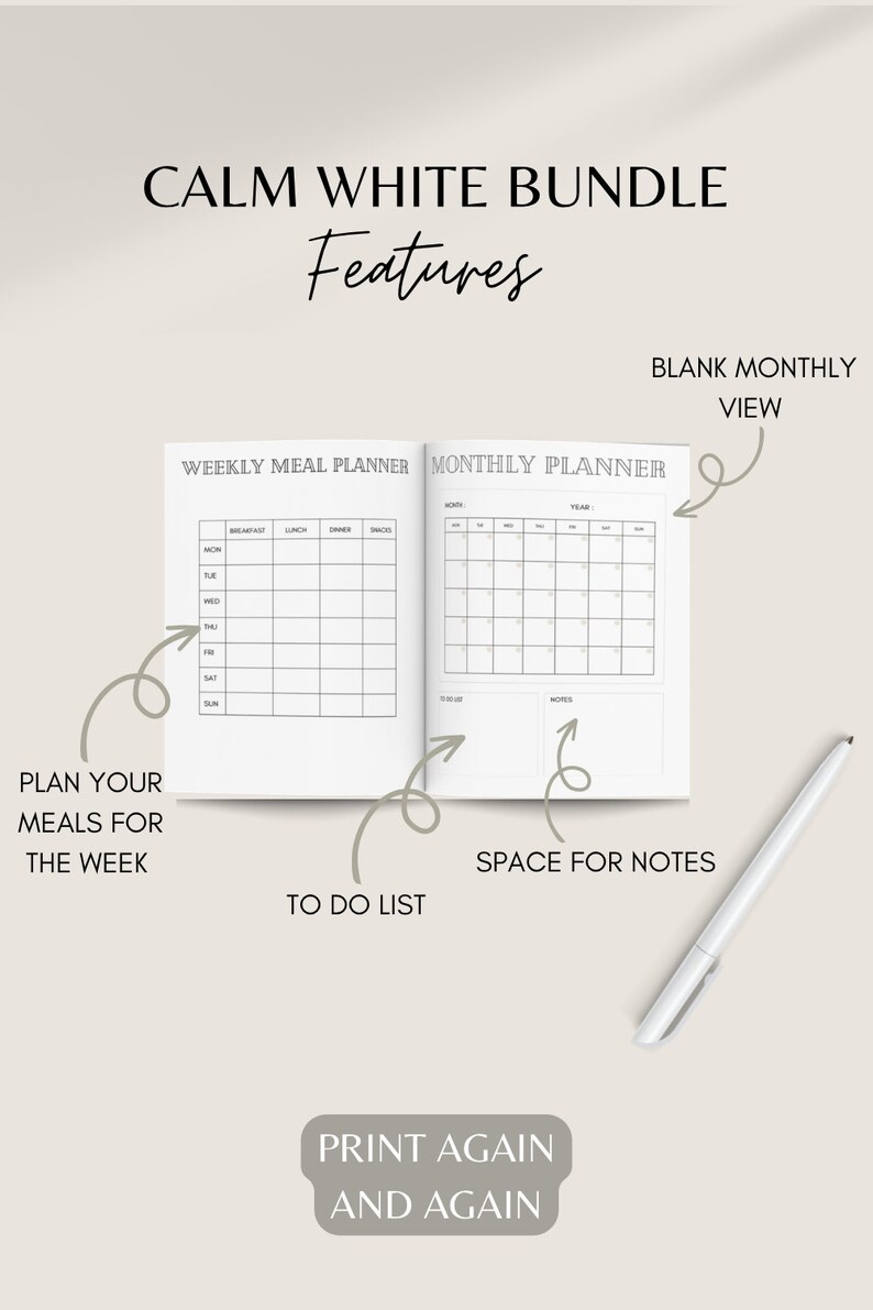 Printable Planner Bundle: Instant Download PDF Monthly/weekly/daily ...