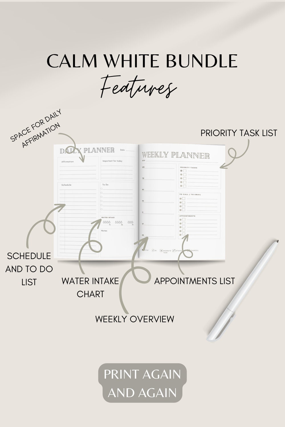 Printable Planner Bundle: Instant Download PDF Monthly/weekly/daily ...