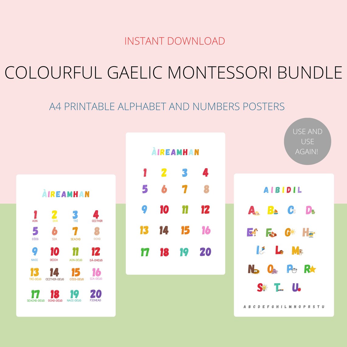 Scottish Gaelic Bright Montessori Poster and Flashcard Set Instant ...