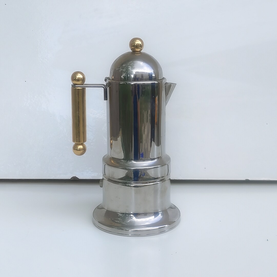 New 80s Vintage Kontessa Steel Coffee Maker for 4 Cups With 24 Kt Gold ...