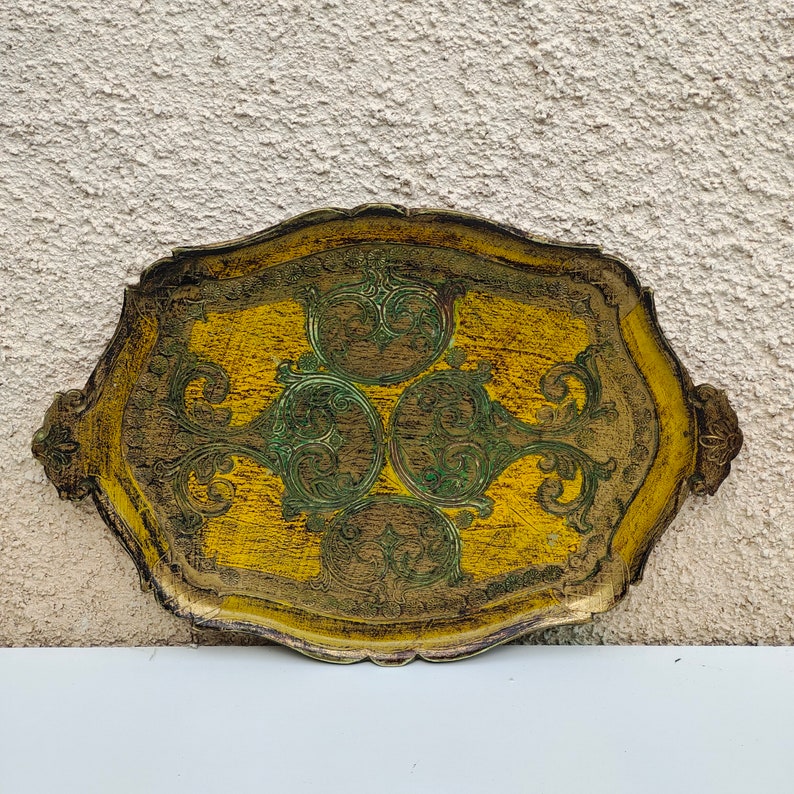 Vintage 1950s Florentine Tray. Italian Wooden Serving Tray - Etsy