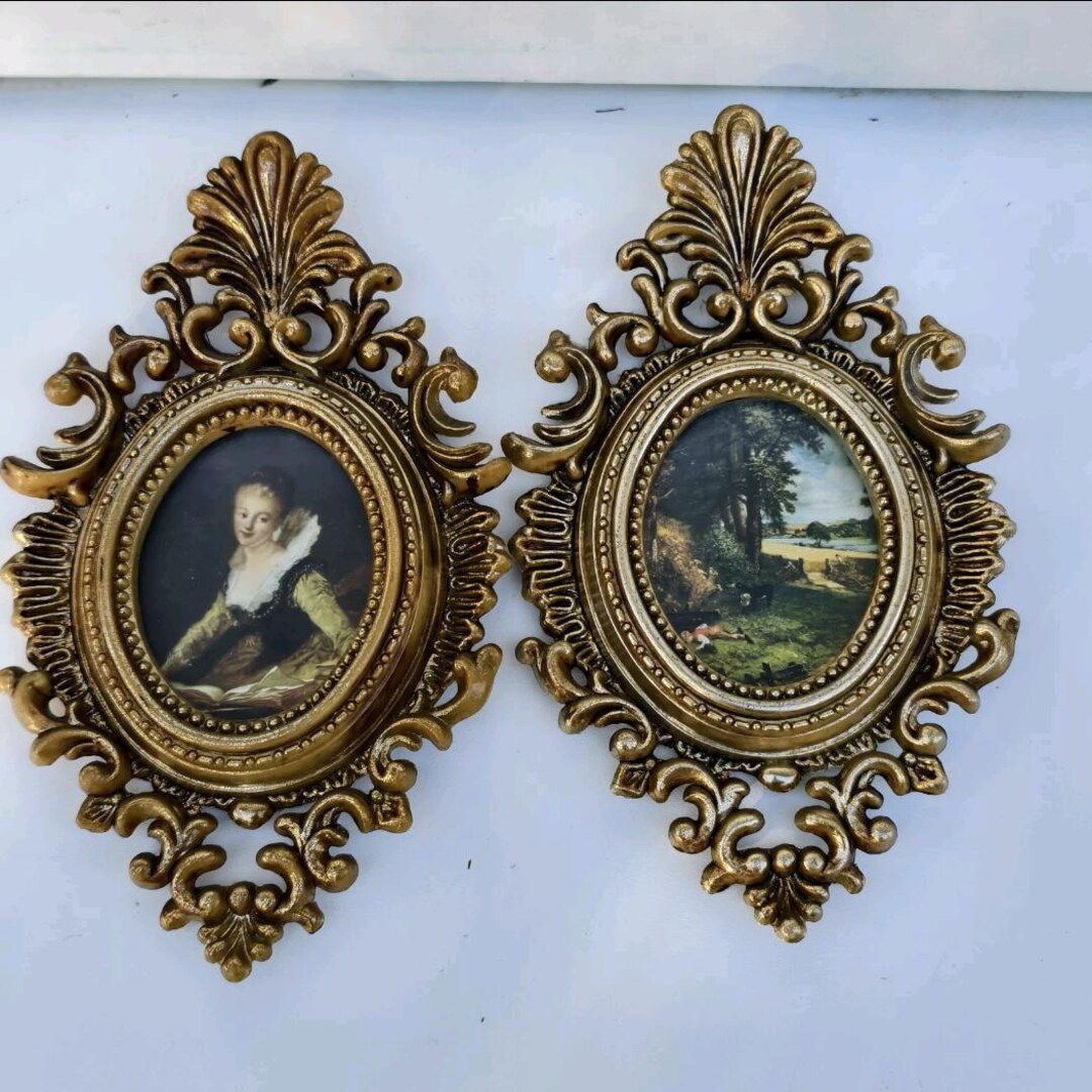 Ornate Resin Oval Frames Victorian Tiny Wall Handing. Set of 2. - Etsy