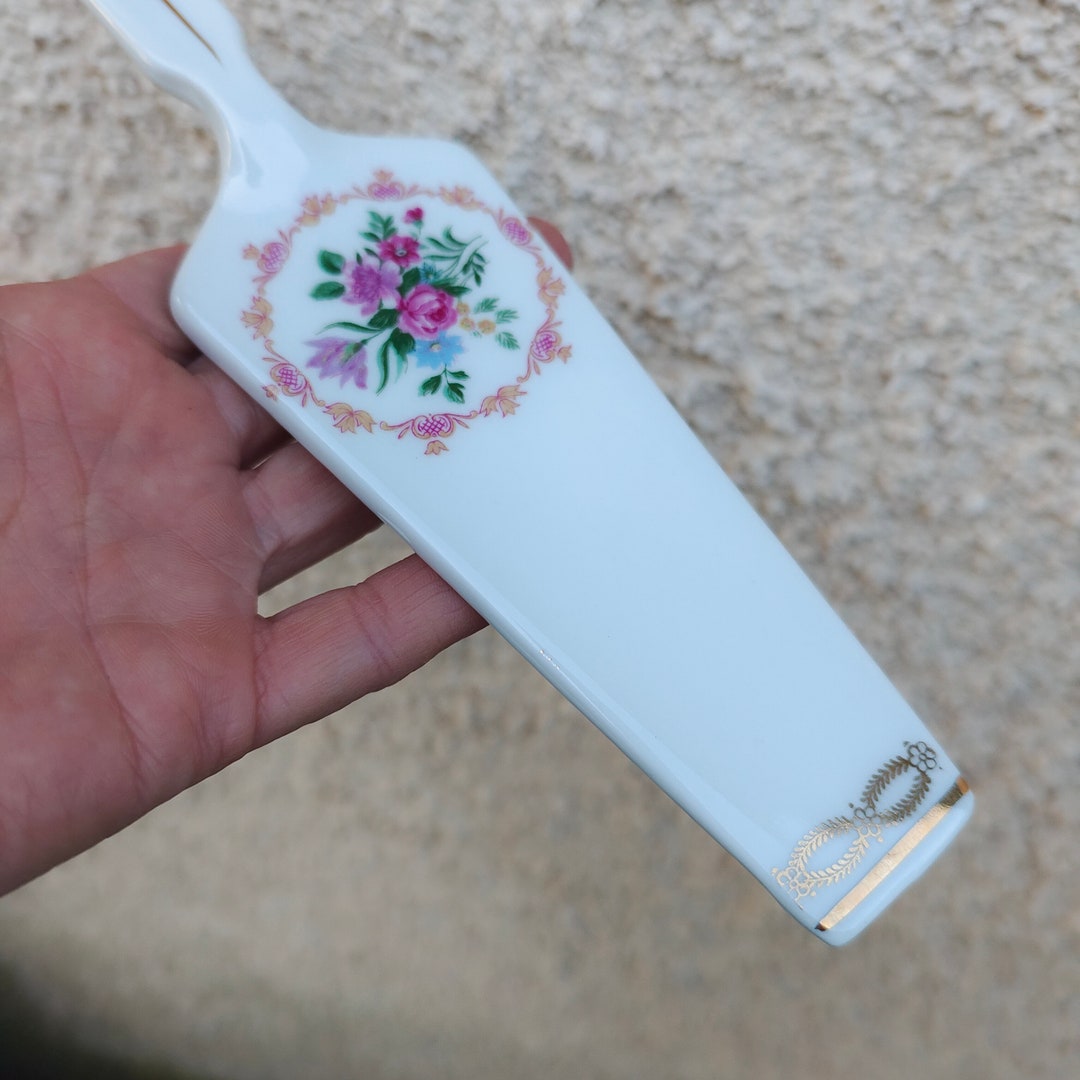Porcelain Cake Seever Flower Print Ceramic Pie Server F.D. Porcelain De ...