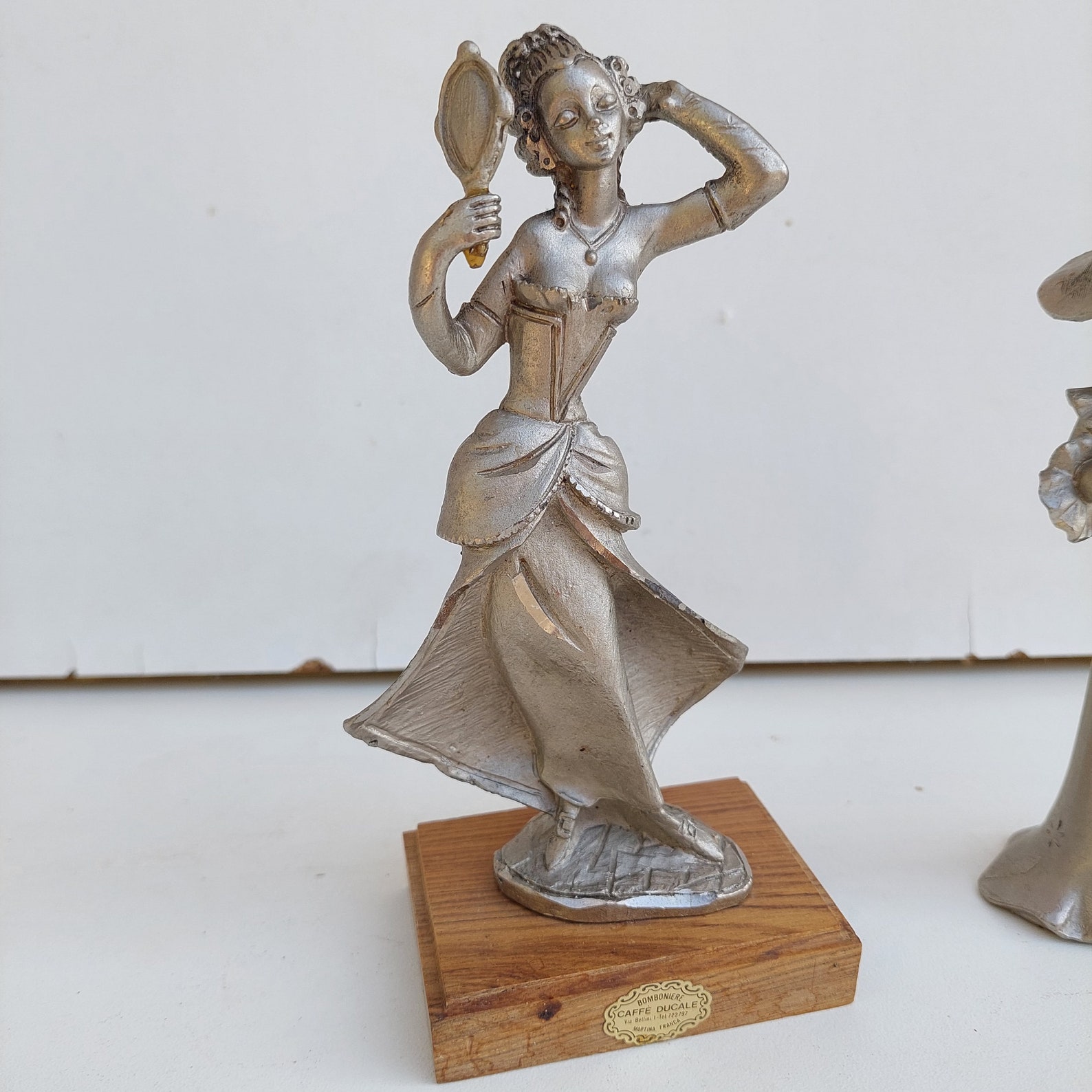 Vintage Set of 2 Statue Victorian Women Pewter Handmade Antique Lady ...