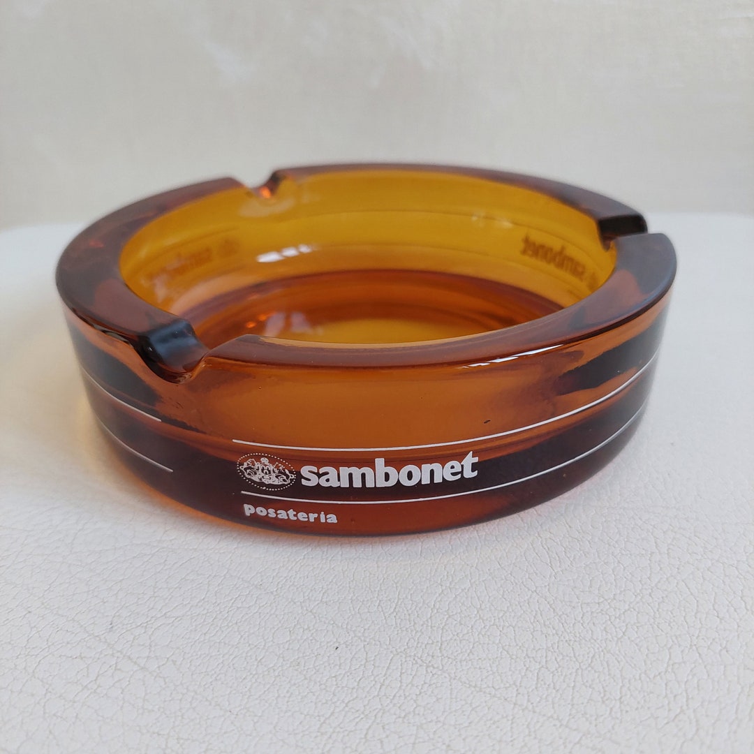 Vintage 1960s Ashtray in Cognac-coloured Solid Glass Marked Sambonet - Etsy