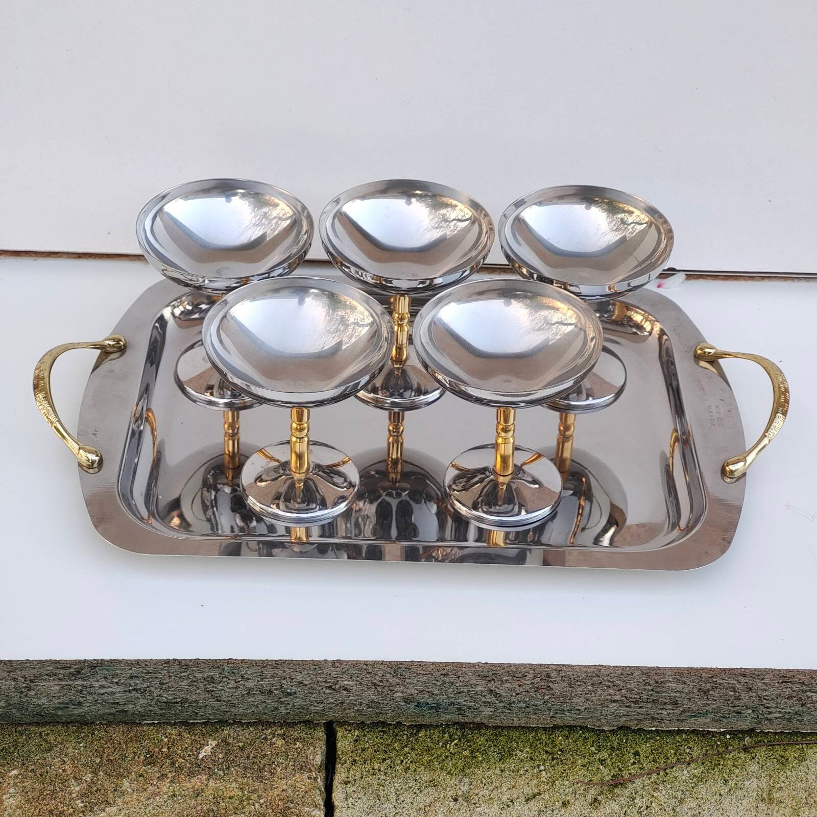 Cups Stainless Inox 18/10 Set of 6 Champagne Party or Ice Cream Metal ...