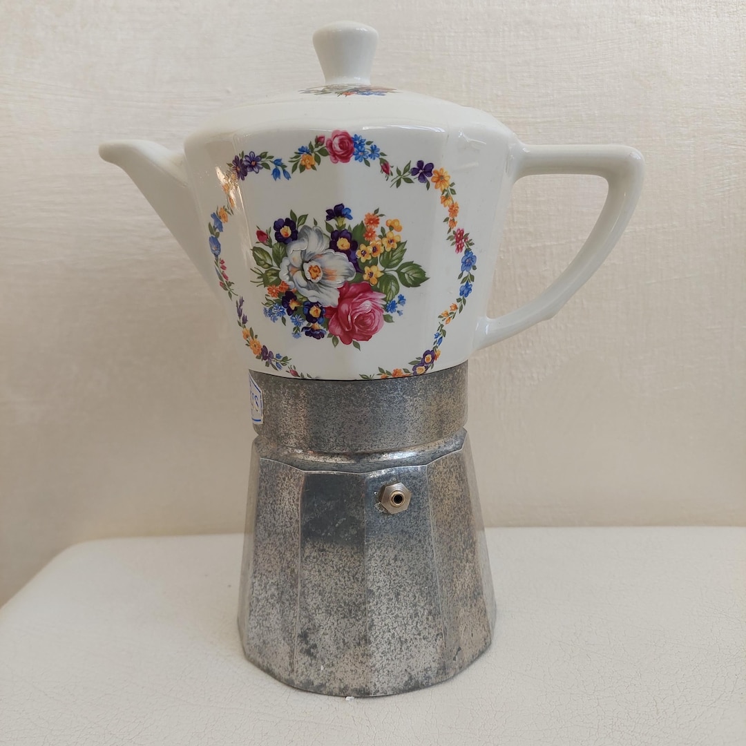 Ceramic Coffee Maker With Floral Print Moka Pot for 4-6 Cups. - Etsy