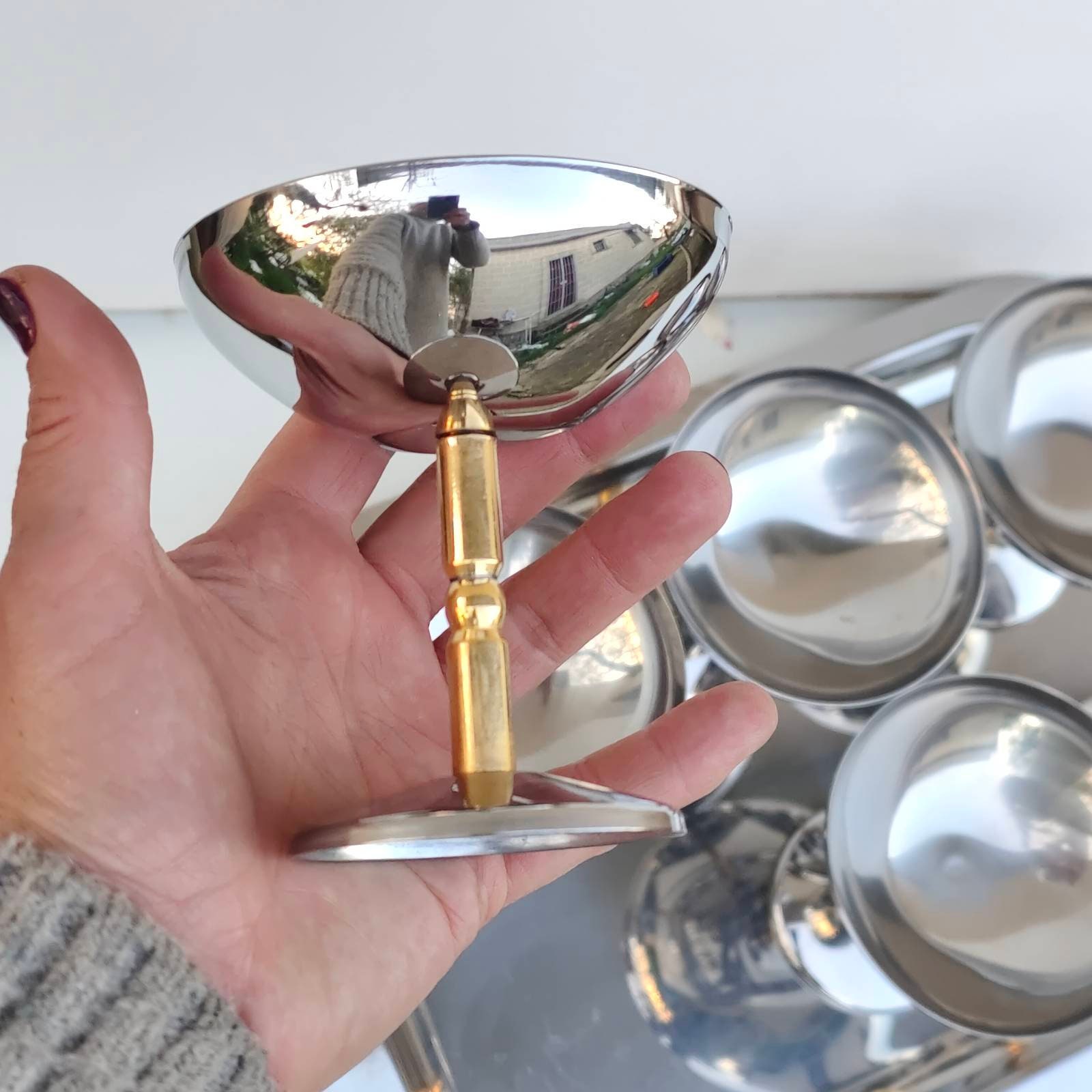 Cups Stainless Inox 18/10 Set of 6 Champagne Party or Ice Cream Metal ...