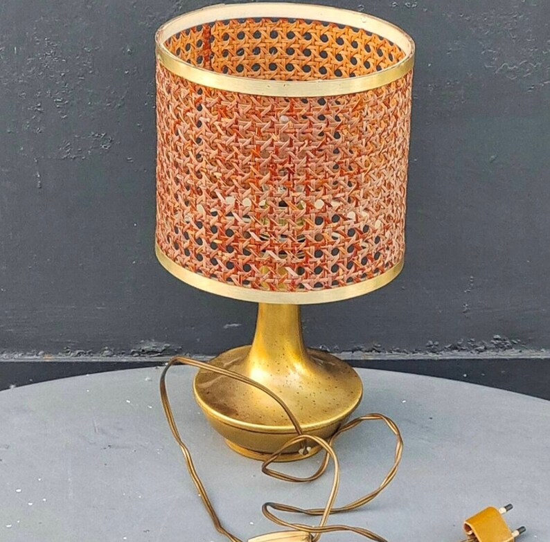 Vintage 60s Table Lamp With Wicher Shade Retro Desk Lamp - Etsy