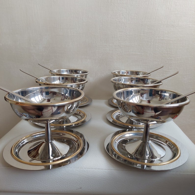Cups Stainless Inox 18/10 Set of 6 Champagne Party or Ice Cream Metal ...
