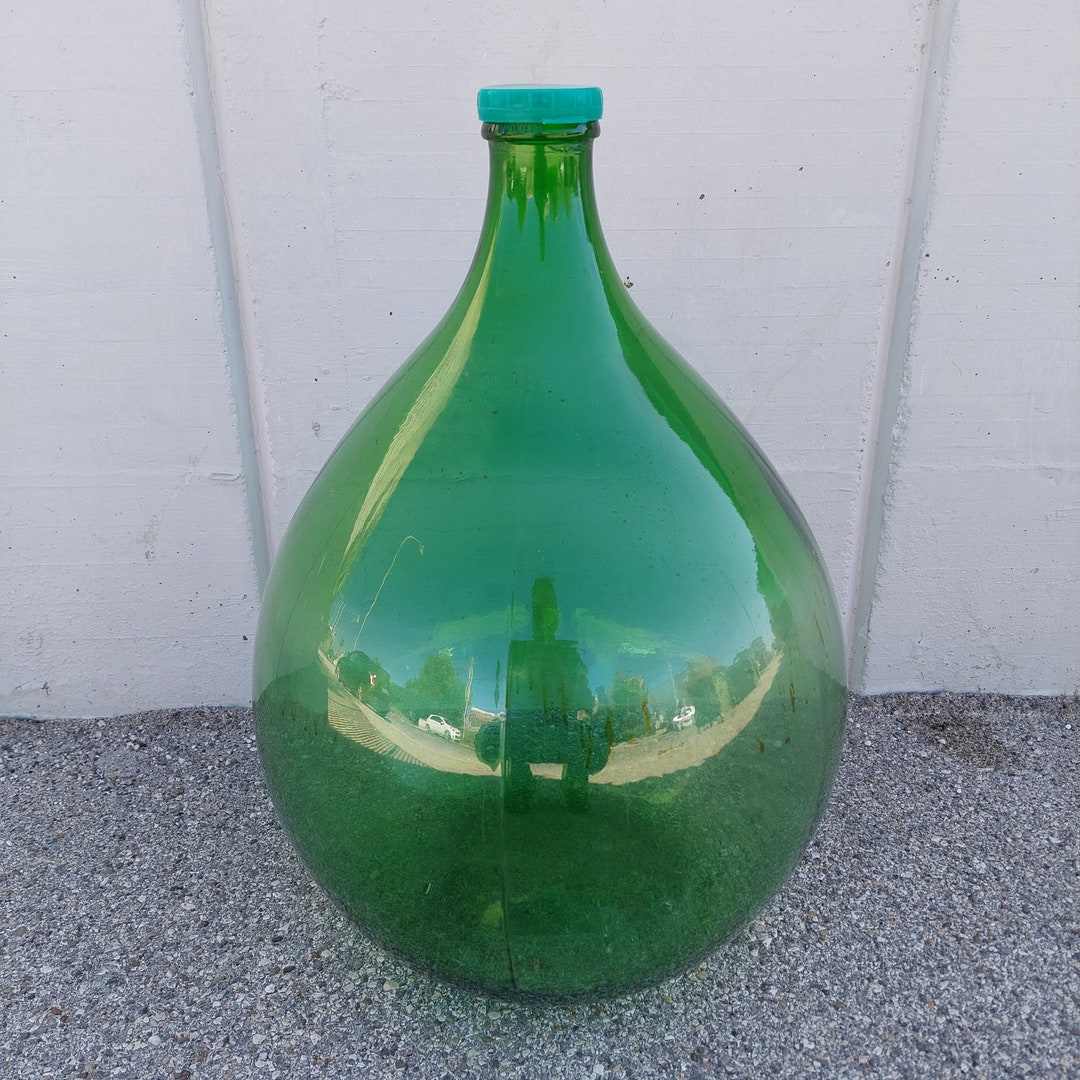 Large 54 Liter Dark Green Italian Glass Demijhon - Etsy