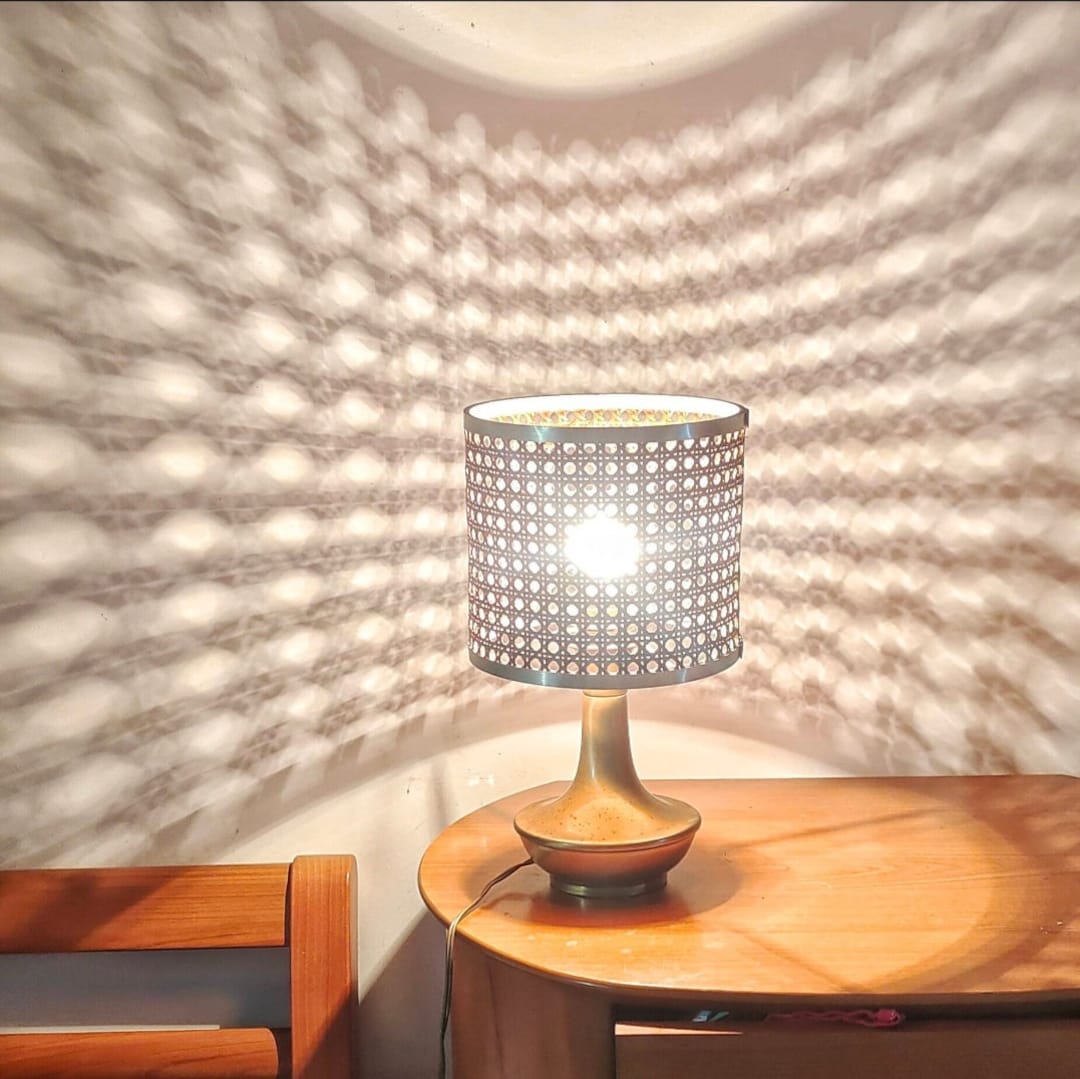 Vintage 60s Table Lamp With Wicher Shade Retro Desk Lamp - Etsy