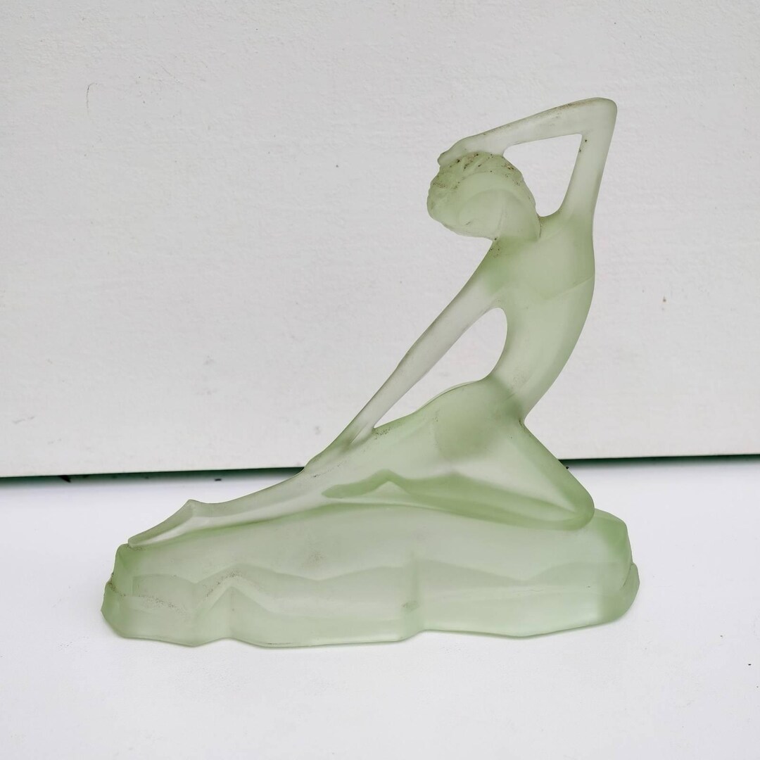 Glass Naked Woman Figurine by Curt Schlevogt. Crystal Dancer Lady ...