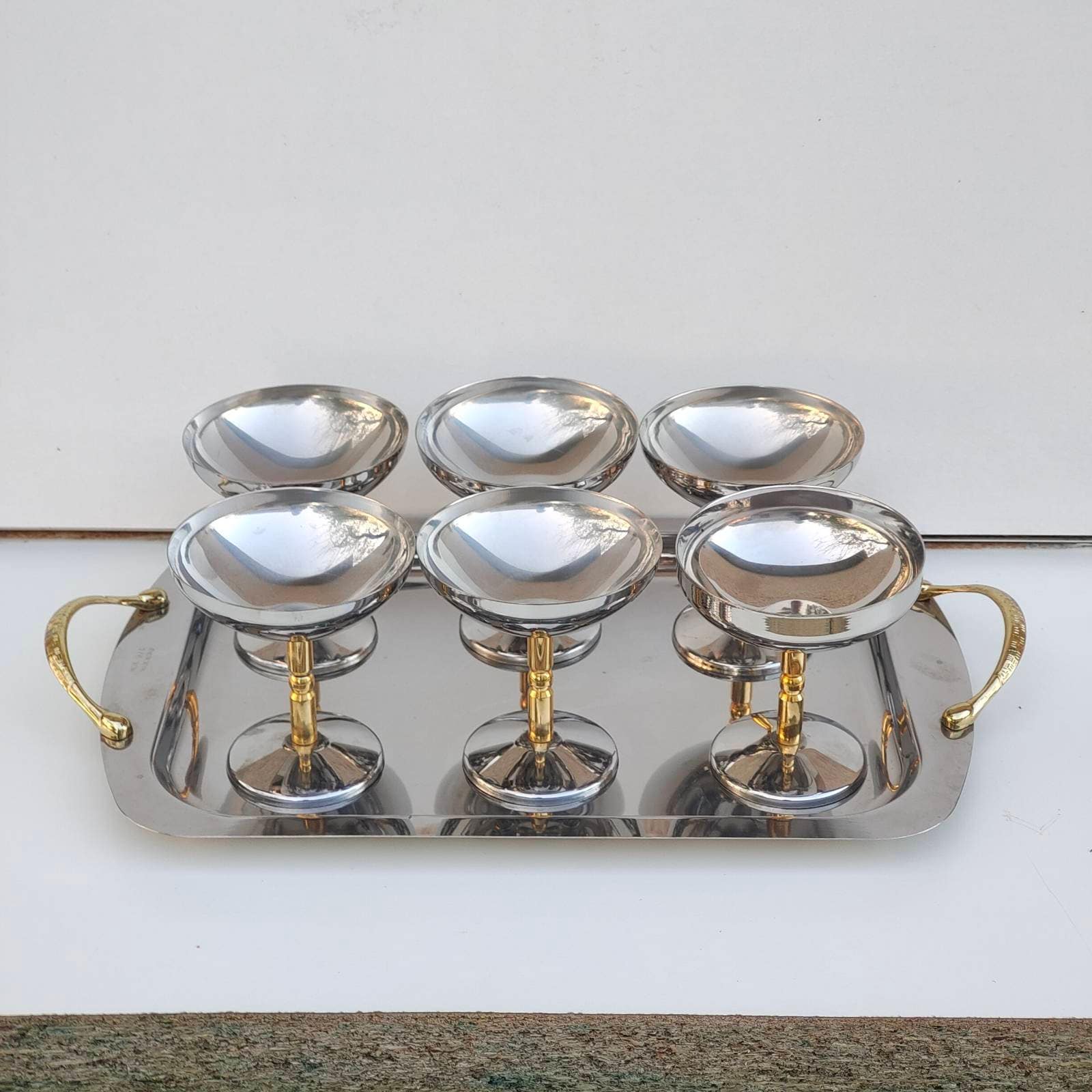 Cups Stainless Inox 18/10 Set of 6 Champagne Party or Ice Cream Metal ...