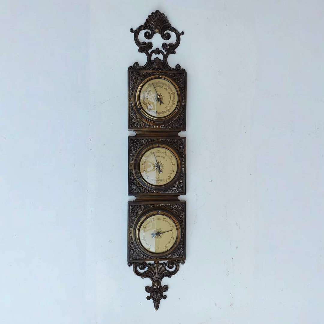 Nautical Brass Meteorologist Station. Barometer, Hygrometer and ...