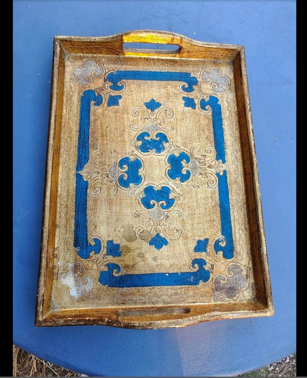 Florentine Tray. Italian Wooden Serving Tray With Geometric Pattern ...