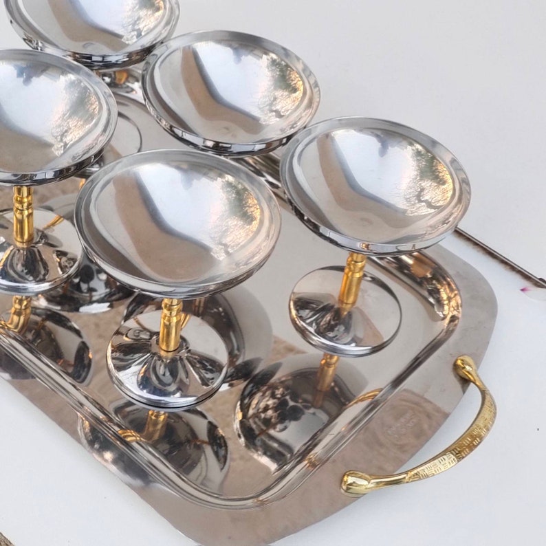Cups Stainless Inox 18/10 Set of 6 Champagne Party or Ice Cream Metal ...
