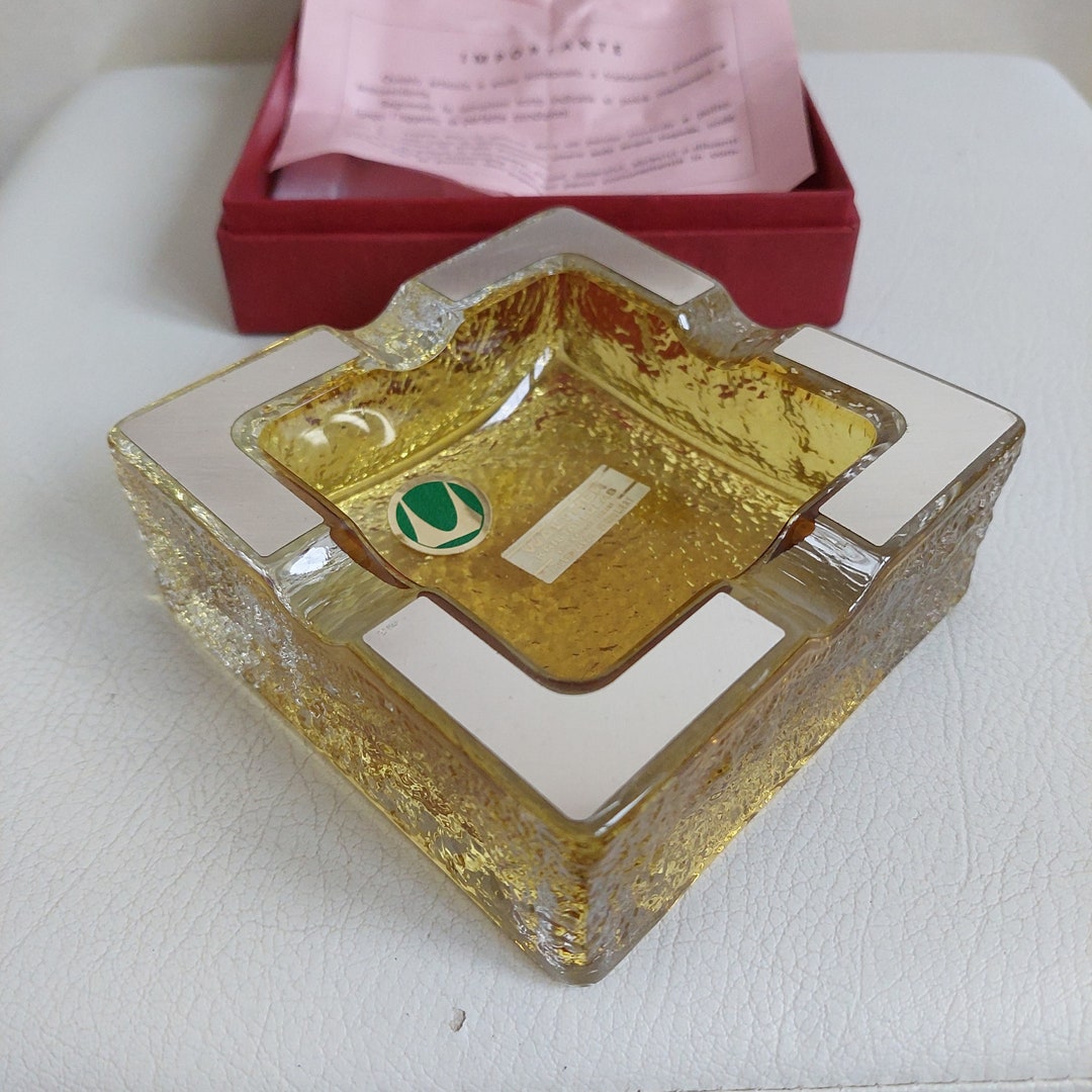 Submerged Frosted Crystal Glass Ashtray by WALTHER KRISTALL GLASS. Made ...