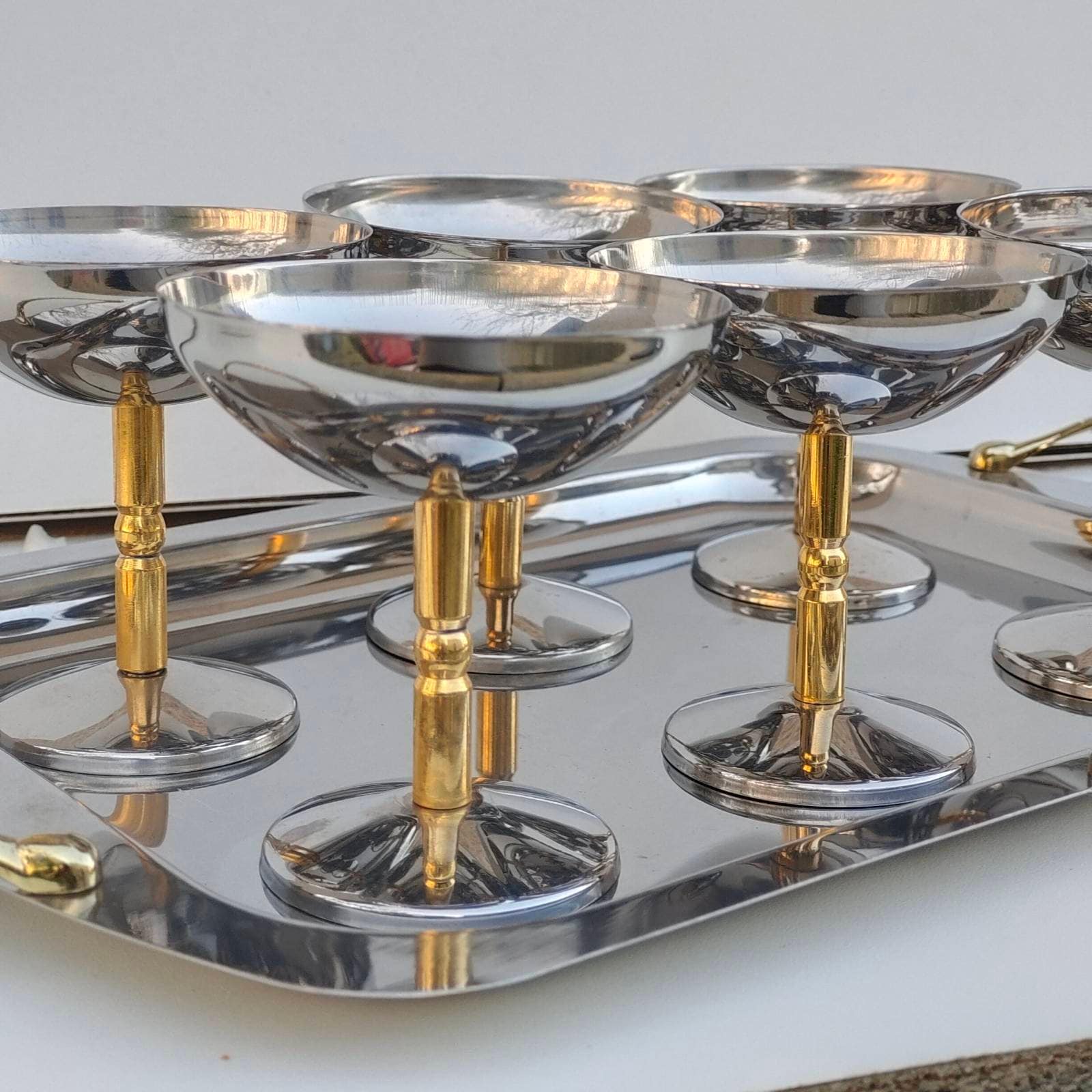 Cups Stainless Inox 18/10 Set of 6 Champagne Party or Ice Cream Metal ...