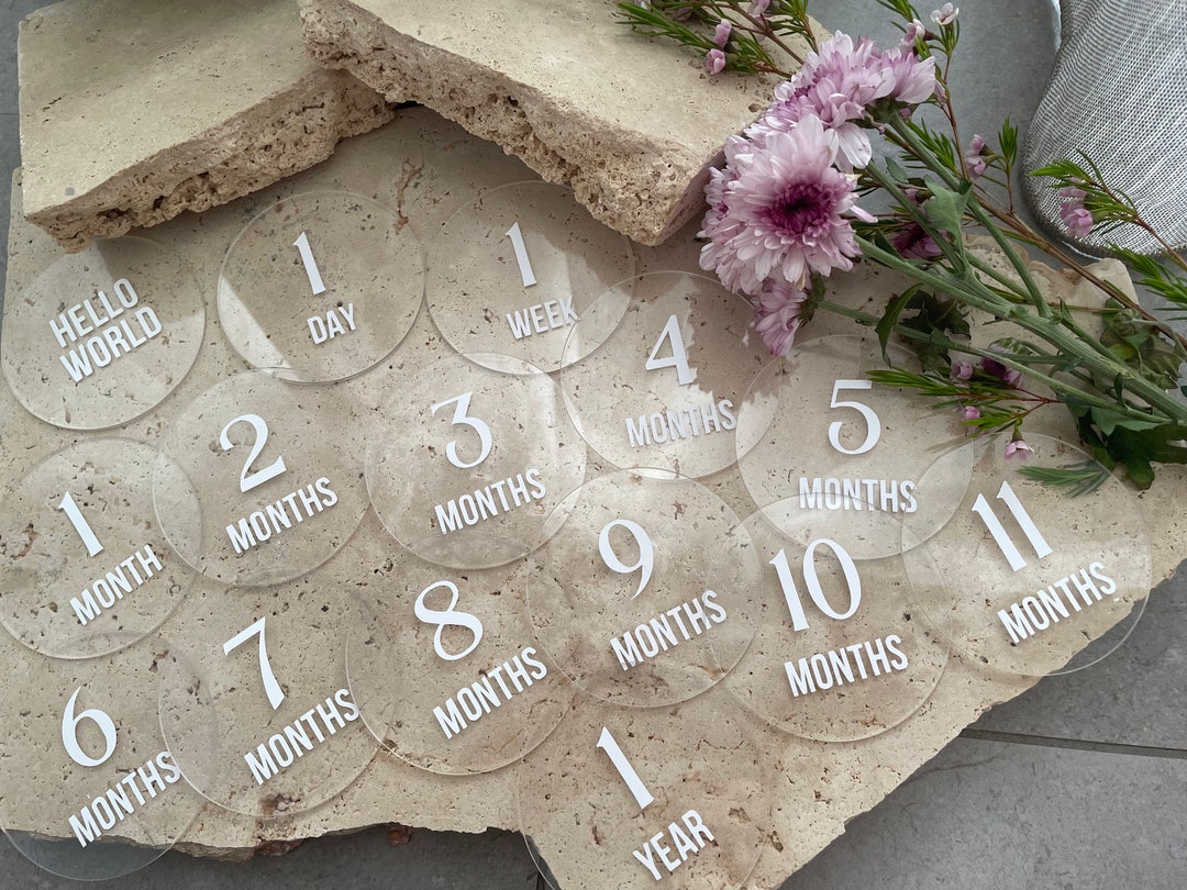 Petite Milestones Set of 15 Baby Milestone Cards Clear Simple Acrylic ...