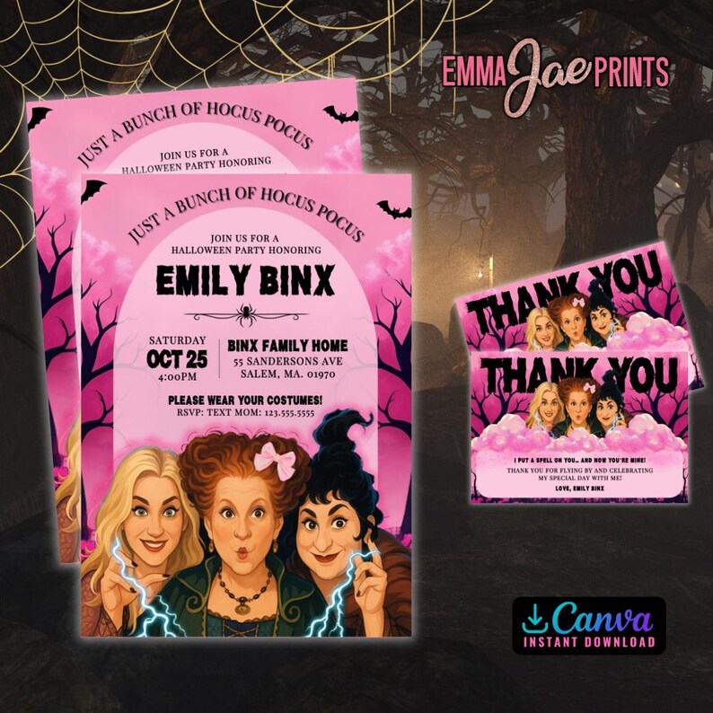 Editable Hocus Pocus Invitation: Halloween Birthday Costume Party ...