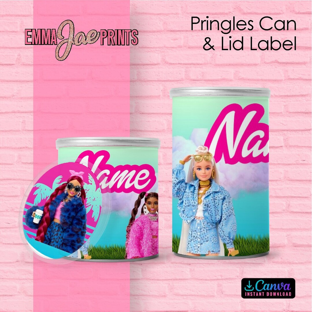 Editable Barbie Birthday Pringles Label & Lid Barbie World - Etsy