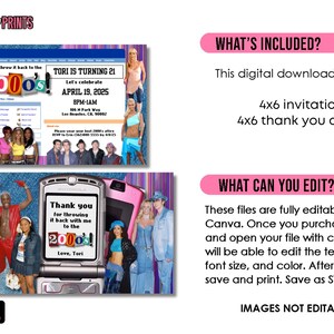 Editable 2000s Throwback Party Invitation & Thank You Card (digital ...