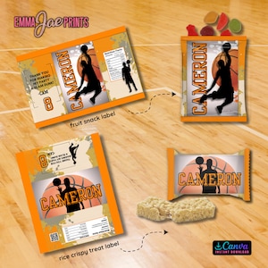 Basketball Birthday Party Snack Label Bundle (editable Canva Download ...