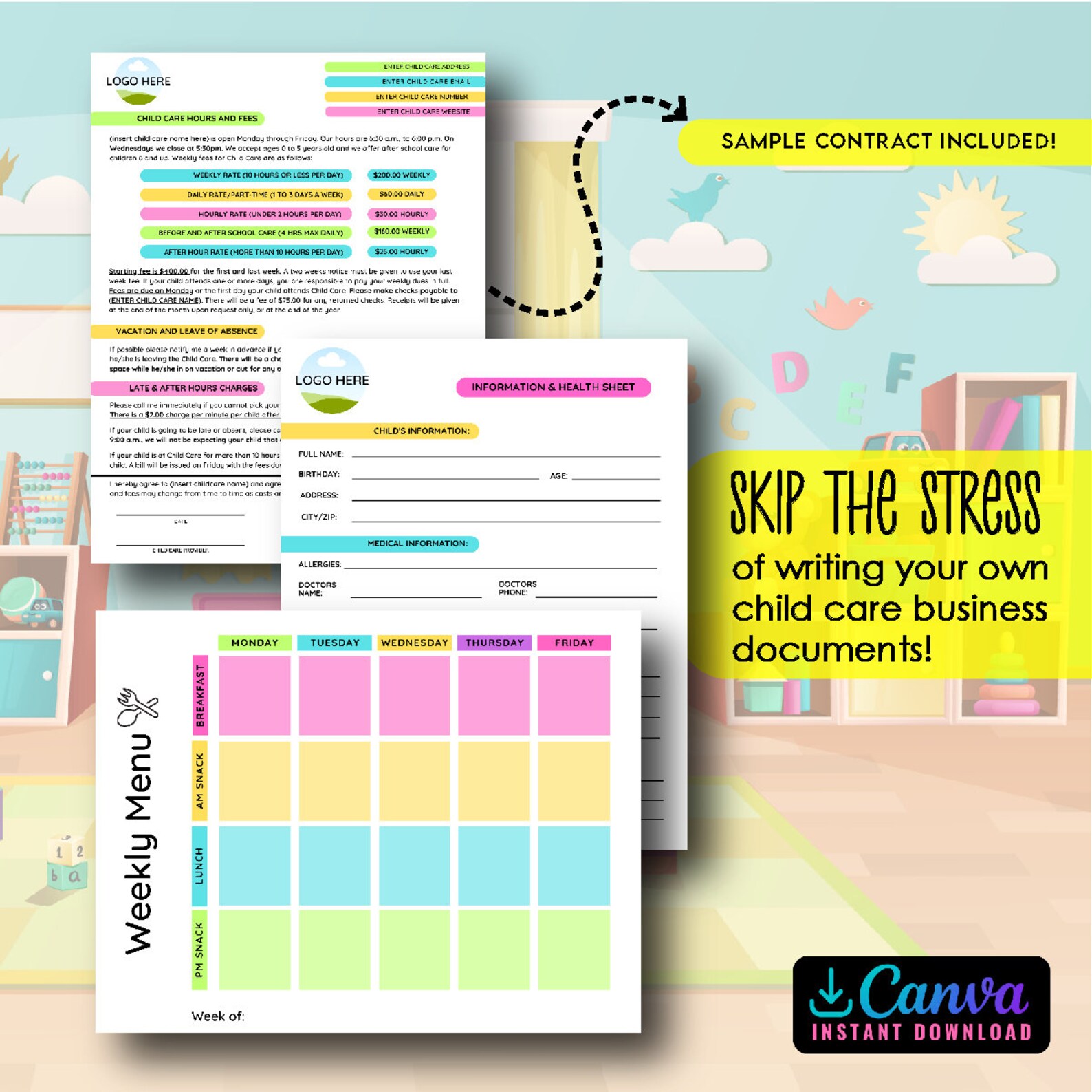 Editable Child Care Starter Kit, Printable Forms Perfect for Home ...