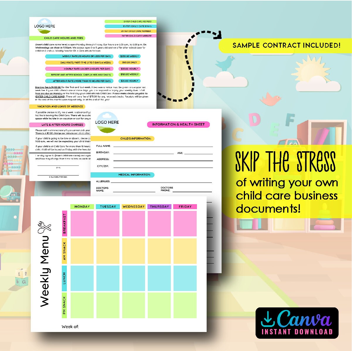 Editable Child Care Starter Kit, Printable Forms Perfect for Home ...